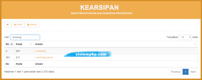 Aplikasi Pencarian Arsip Berbasis Web - SISTEMPHP.COM